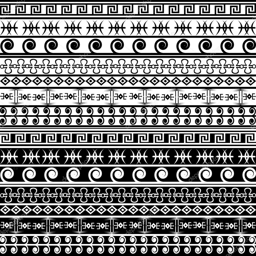 Set of geometric black and white borders — Stock Photo © hibrida13 #5473979