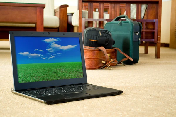 Notebook (laptop) on a home interior - Stock Image - Everypixel