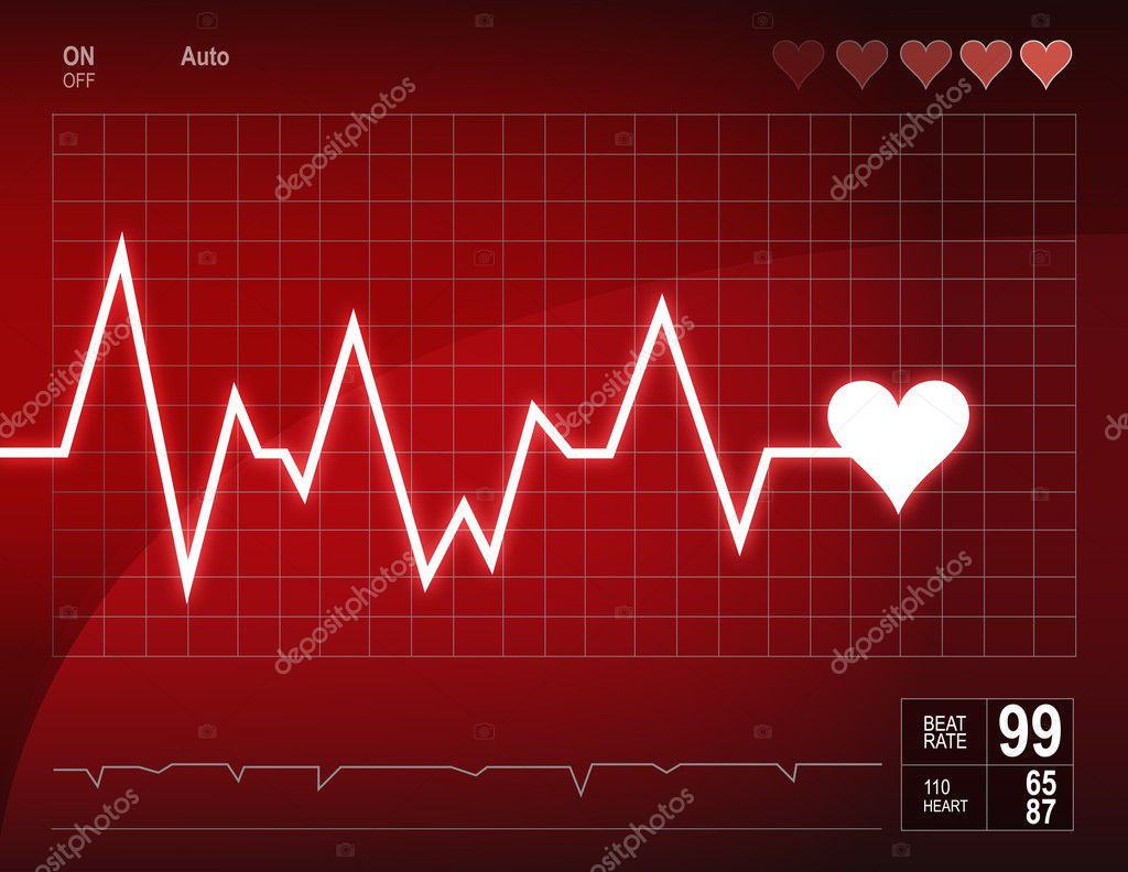 Illustration depicting a graph from a heart beat and a heart. Stock ...