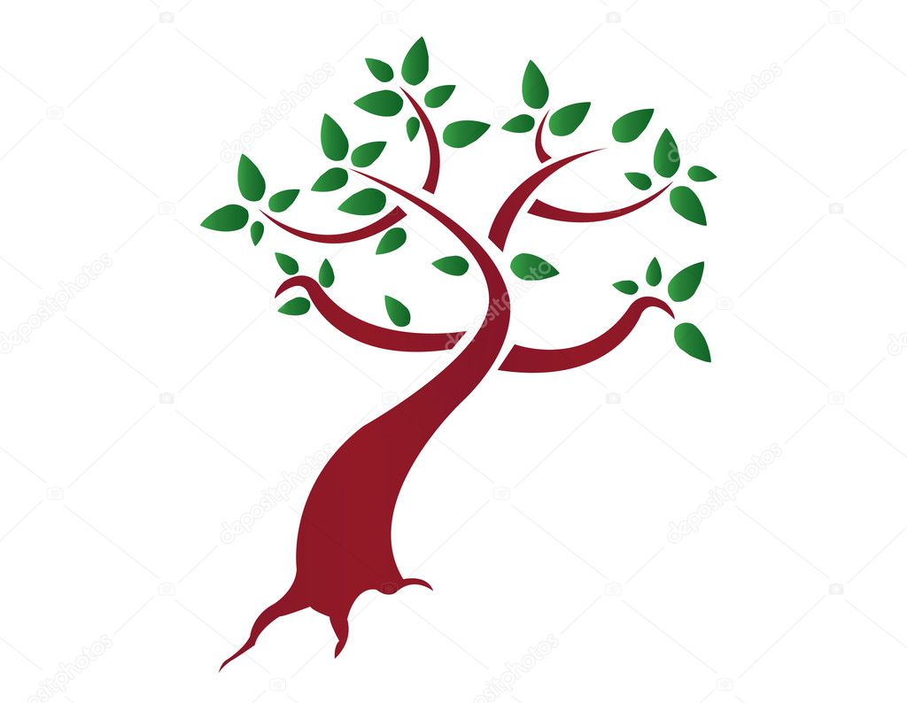 Green stylized tree with roots file also available Stock Illustration ...