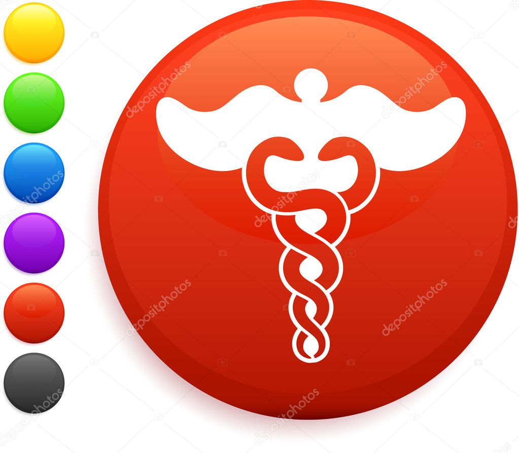 Caduceus icon on round internet button Stock Vector Image by ©iconspro ...