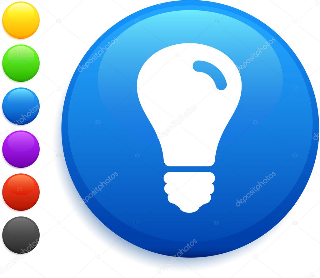 Light bulb icon on round internet button — Stock Vector © iconspro #6029263