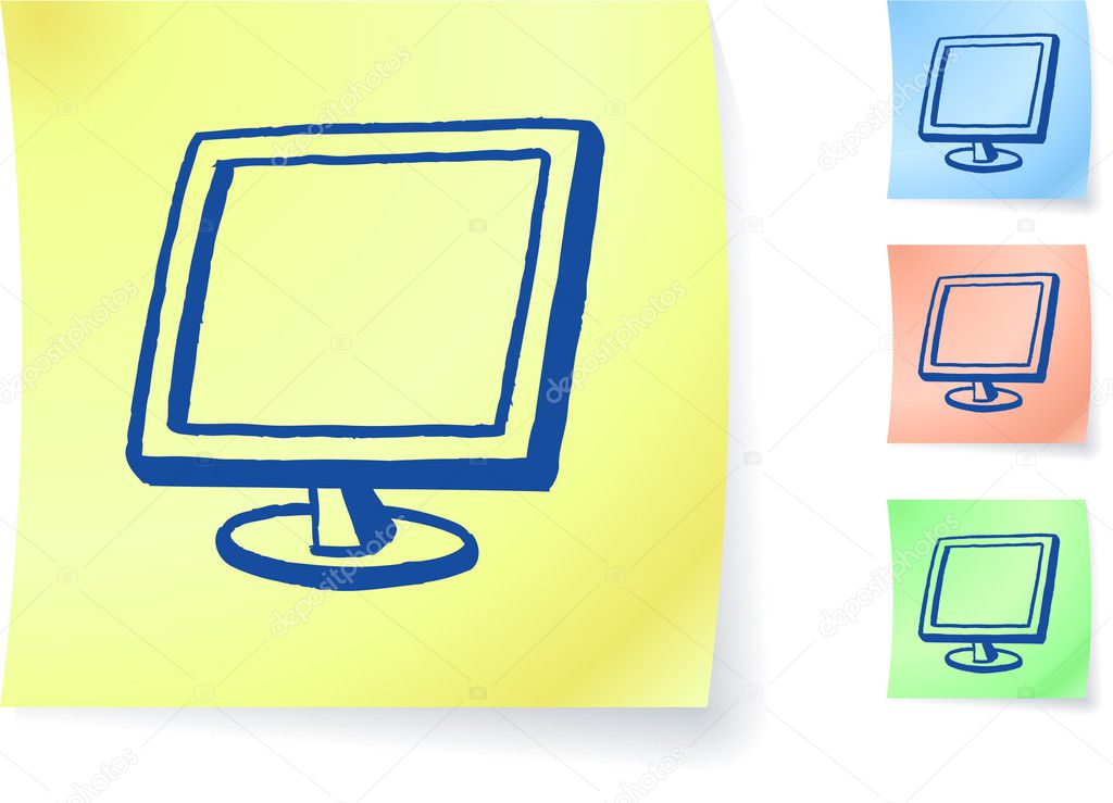 Computer monitor graphic on sticky note Stock Vector by ©iconspro 6030994