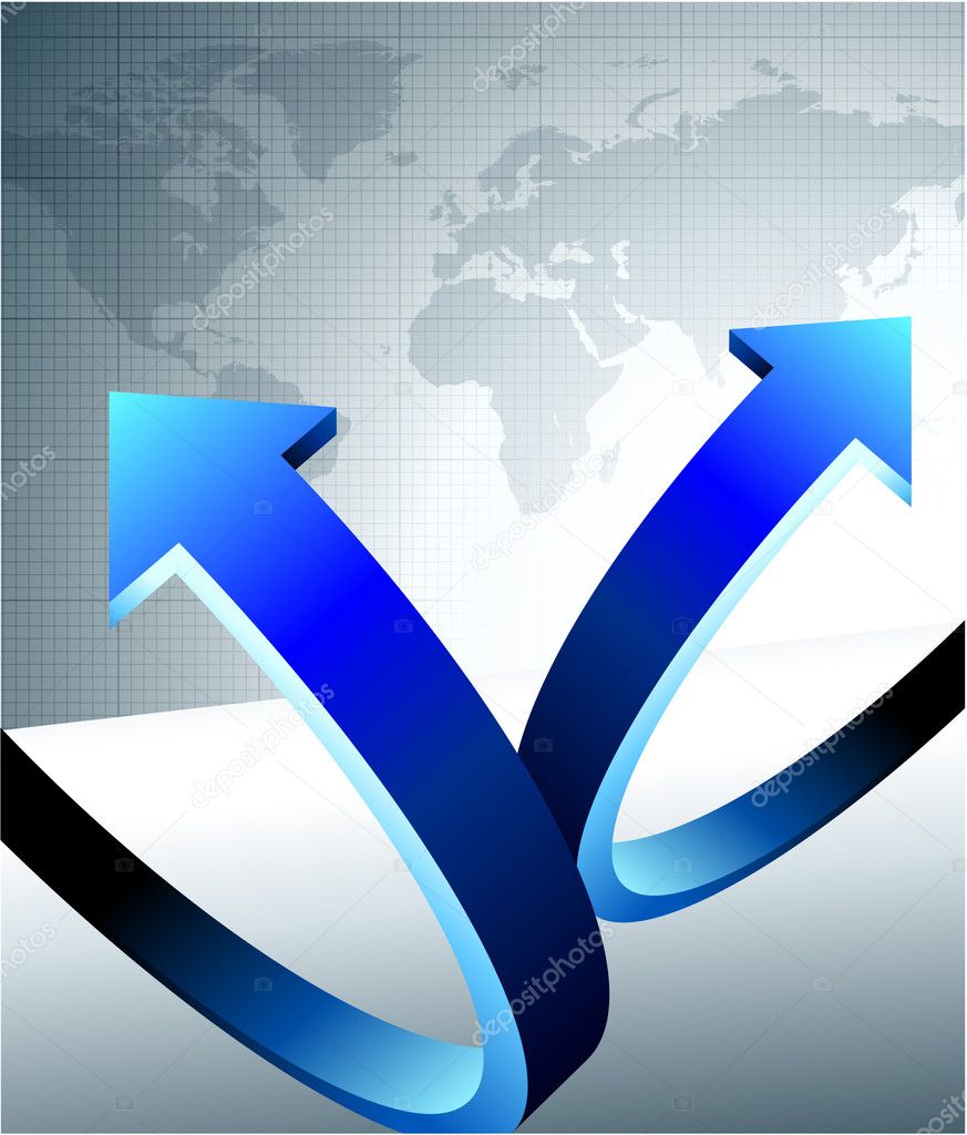 Blue arrows on world map backgrounds Stock Vector by ©iconspro 6086560