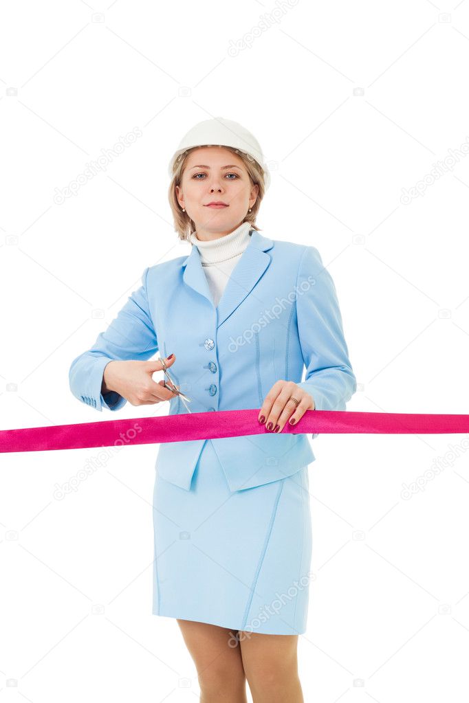 Cutting red ribbon - opening building Stock Photo by ©serrnovik 5557517
