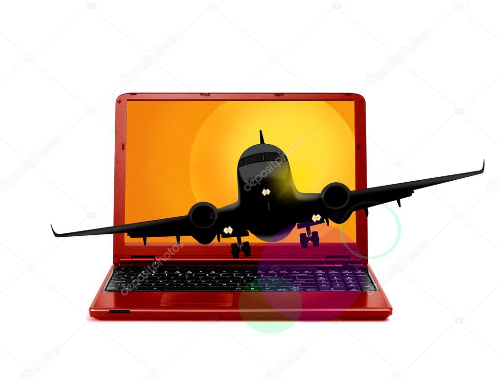 Airplane flying through laptop Stock Photo by ©razihusin 5607557