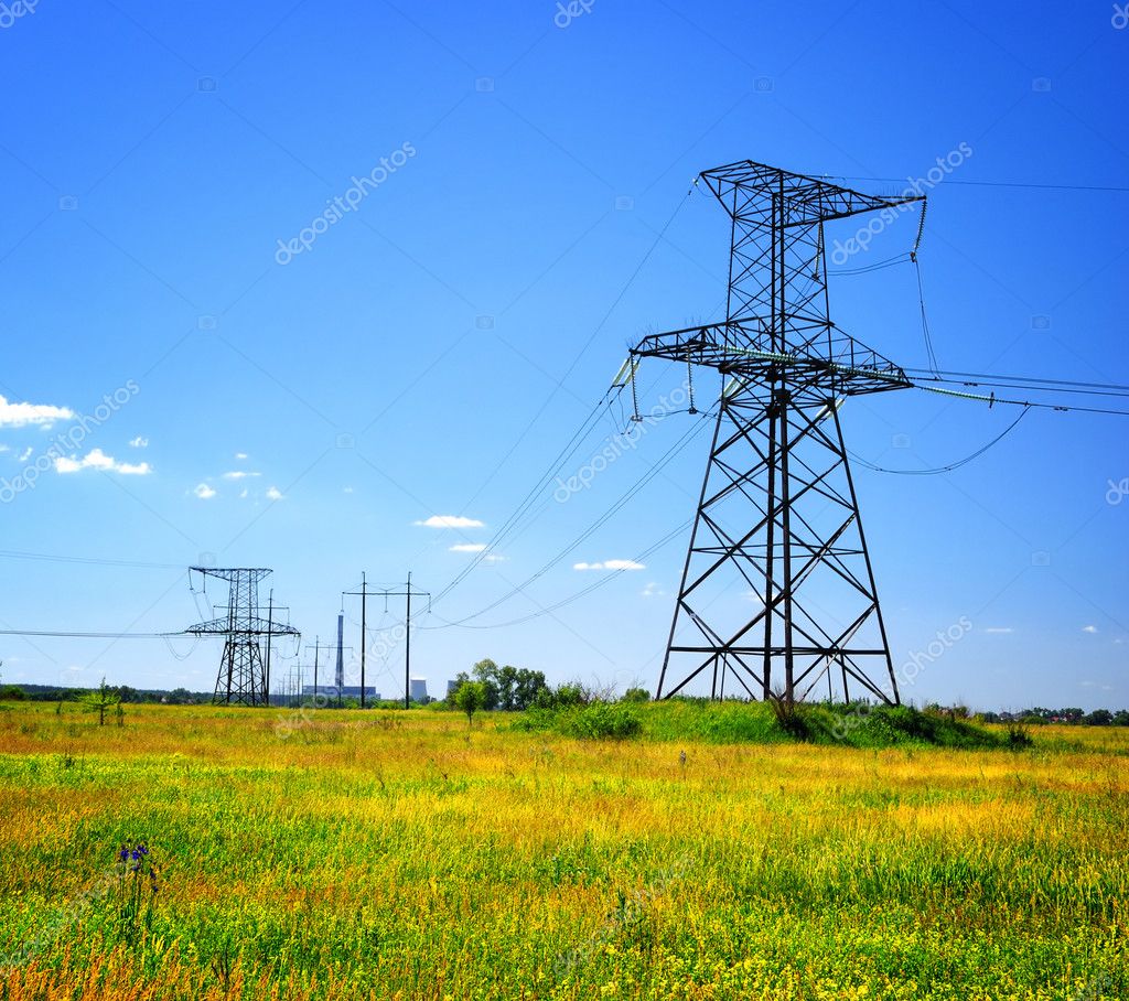 High voltage power line in the field Stock Photo by ©SergeyIT 6216563