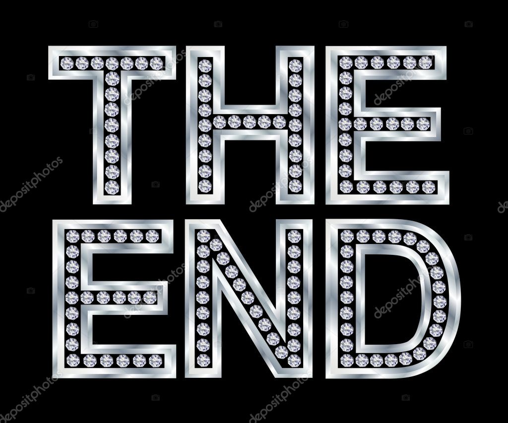 Het einde zilver met diamanten, vectorillustratie — Stockvector ...