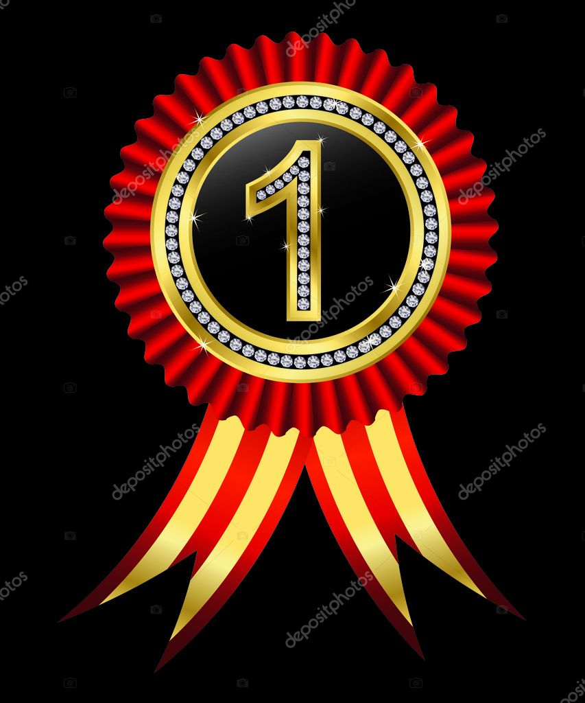 Number one golden ribbon, first place award — Stock Vector © DinoZZZ ...