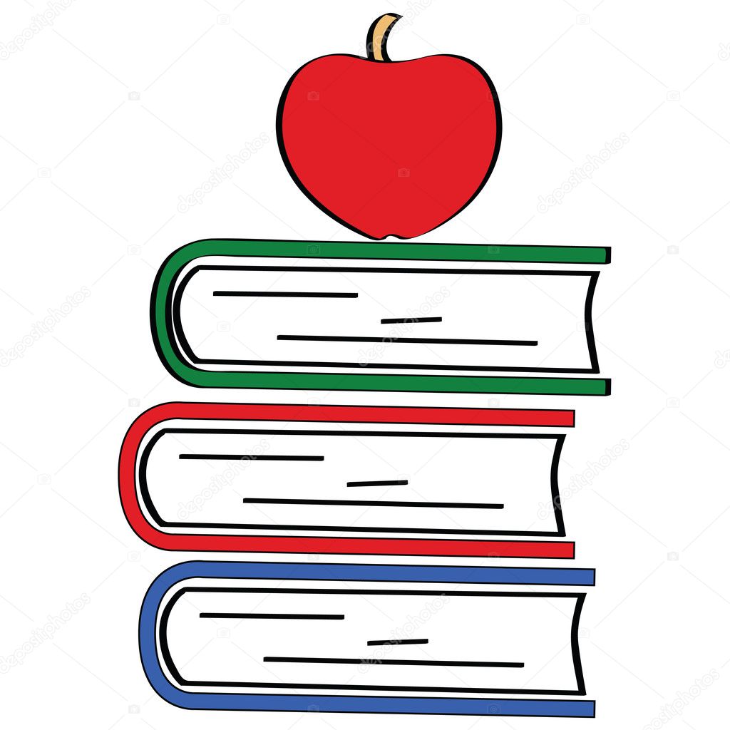 libros y manzana — Vector de stock © bruno1998 #5647836