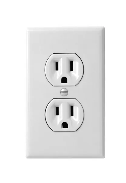North American white electric wall outlet receptacle — Stock Photo ...