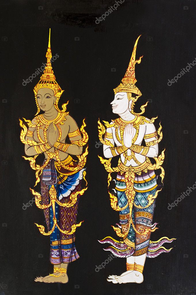 Drawing Thai dancer on canvas — Stock Photo © topstep07 #5581484