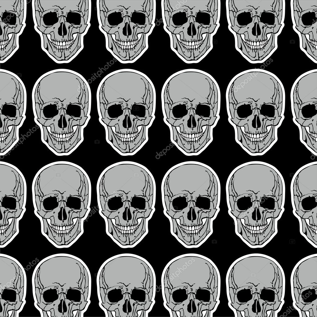 Texture with gray skulls — Stock Vector © zmitrbalt #6683991