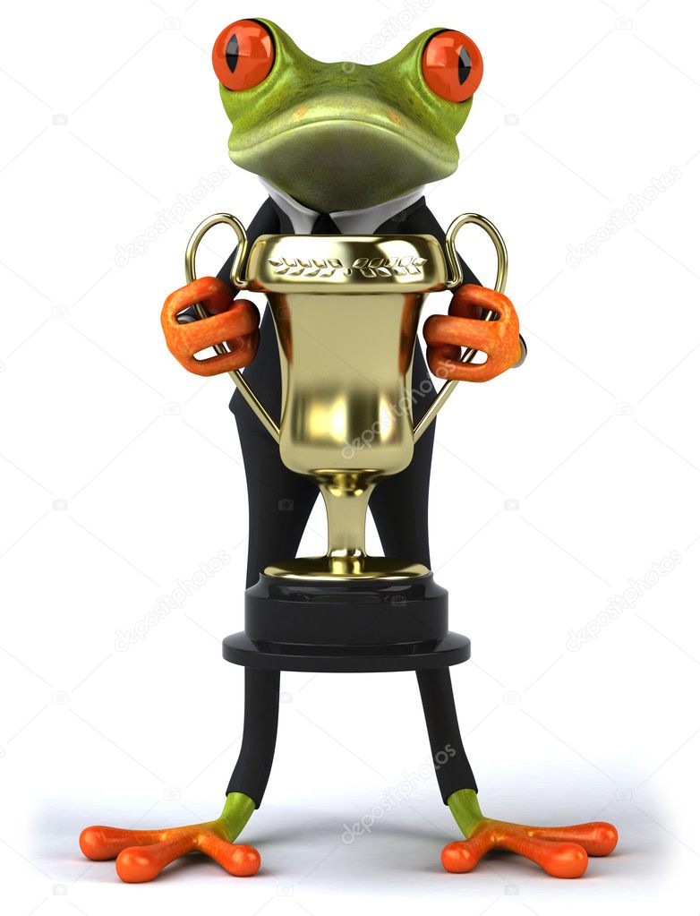 Frog with a trophy Stock Photo by ...