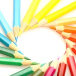 Color Pencils Arrange Color Wheel Colors White Background Stock Photo ...