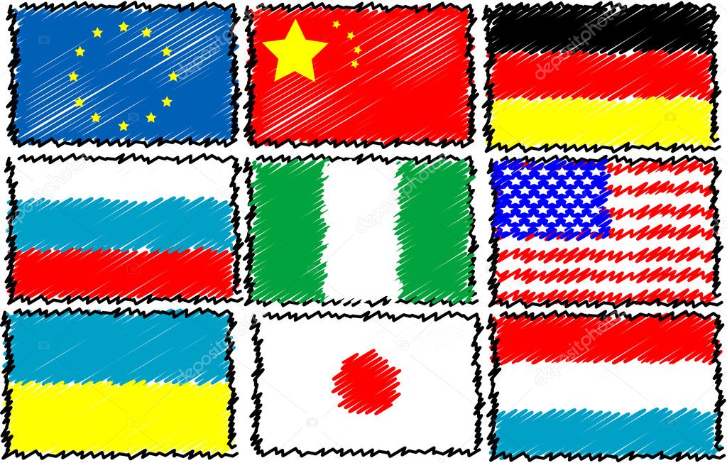 Colored word flags sign set isolated Stock Vector by ©kednert 6089561