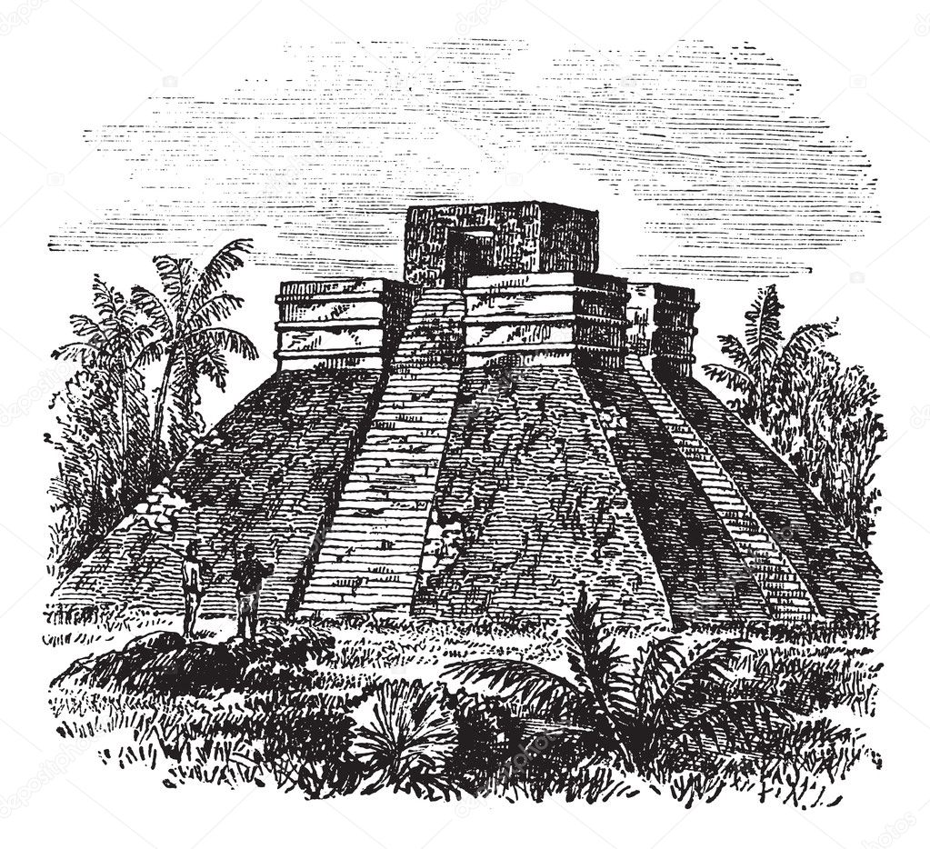 Aztec Temple Drawing