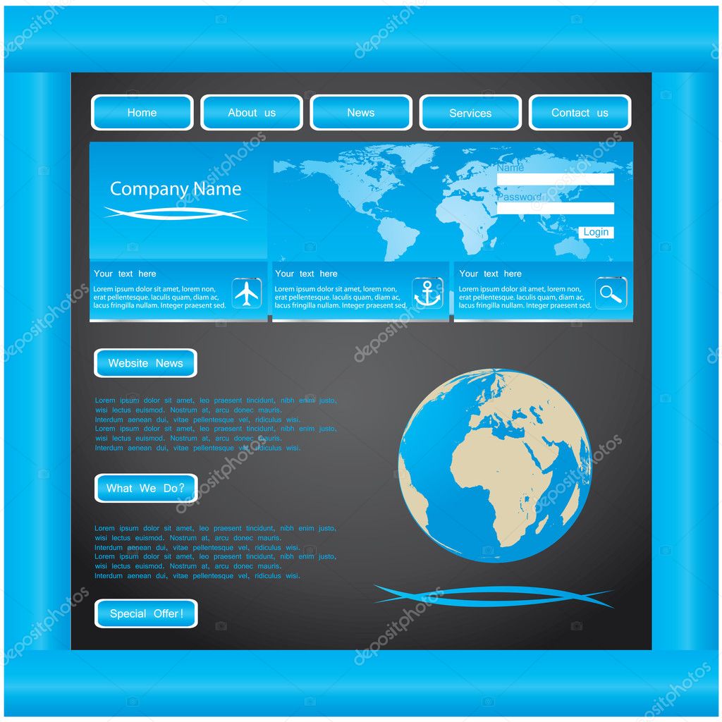 Website Template Vector Stock Vector Image by ©place4design #6064598