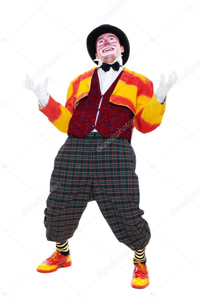 Angry clown looking up Stock Photo by ©konstantynov 6692421