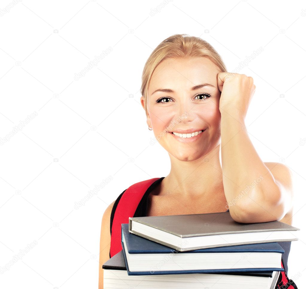 Happy pretty student portrait Stock Photo by ©Anna_Om 6661149