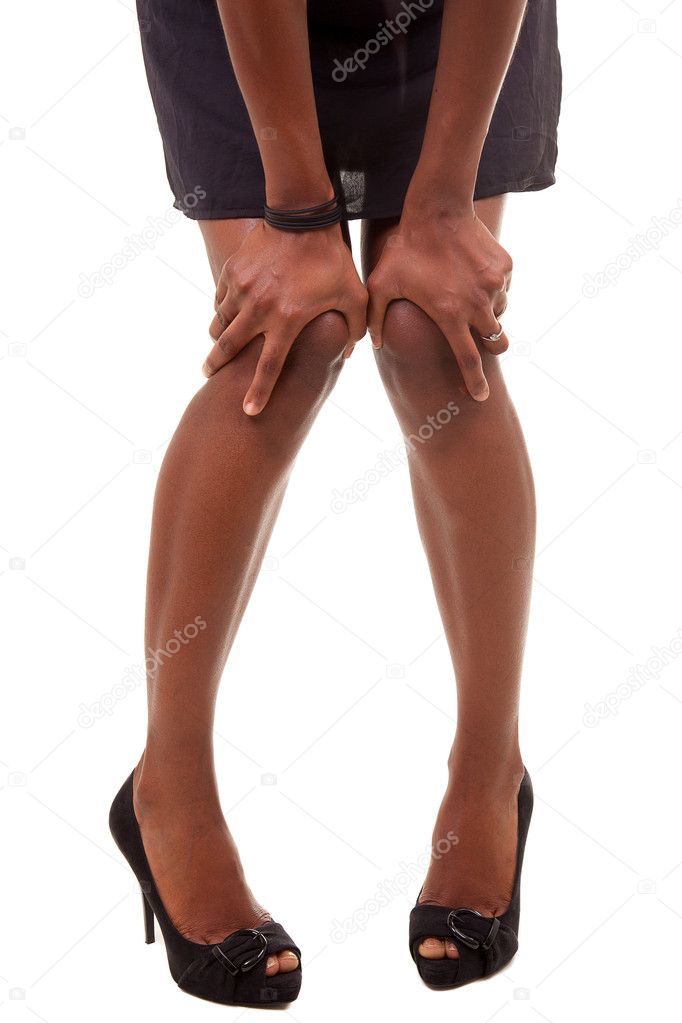 Attractive long legs standing in black high heels — Stock Photo ...