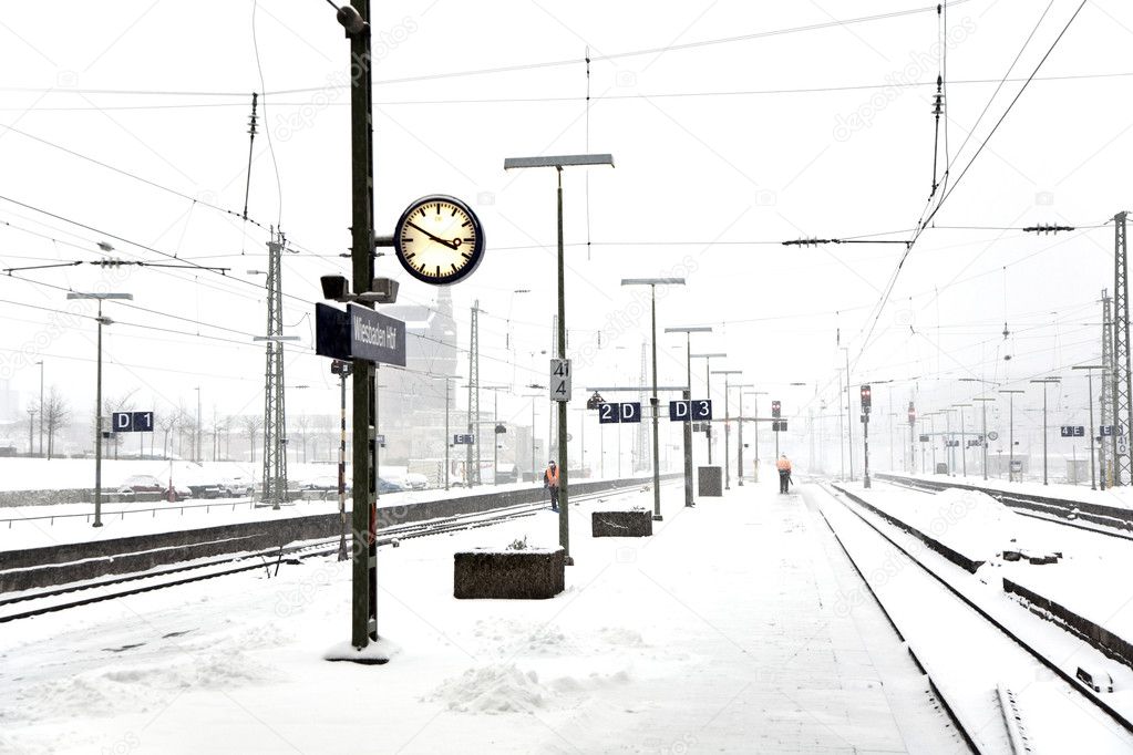 Train station platform in snow Stock Photo by ©Hackman 5536031