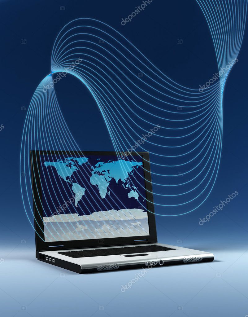 Laptop with world map Stock Photo by ©circotasu 5492887