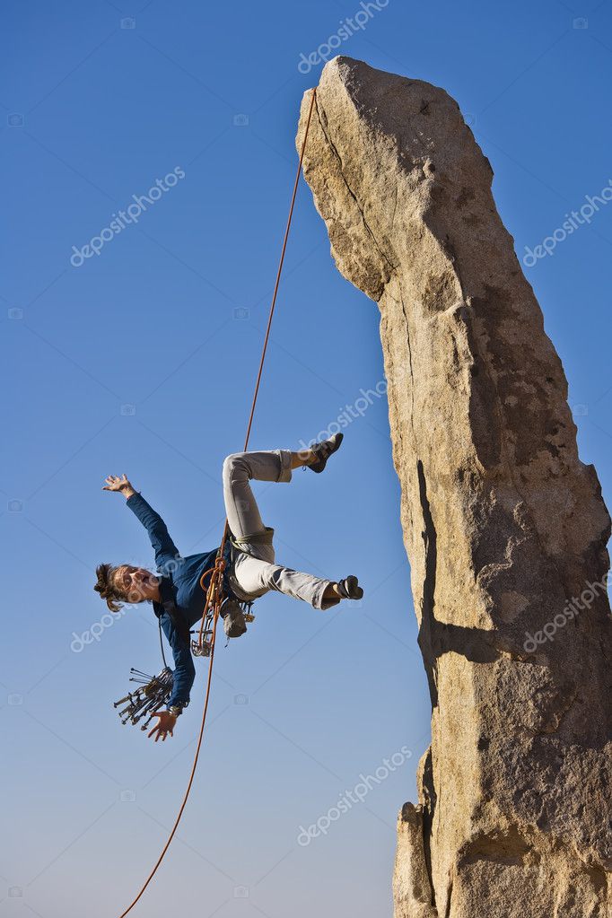 Female rock climber falling. — Stock Photo © gregepperson #5900739
