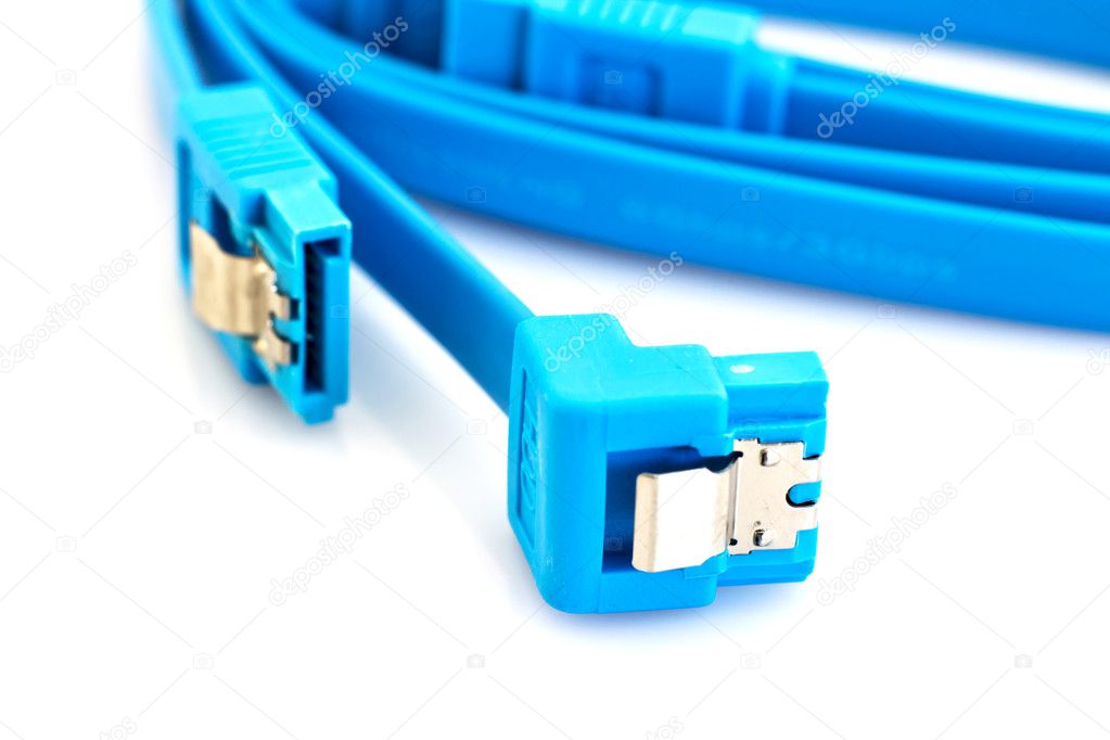 Blue SATA cable connectors Stock Photo by ©ludinko 6125224