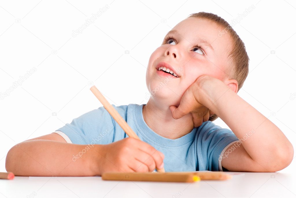 Cute boy drawing — Stock Photo © aletia #5952014