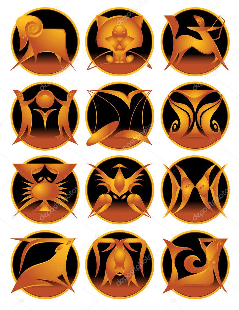 Set of Zodiac Signs — Stock Vector © bicubic #5993621