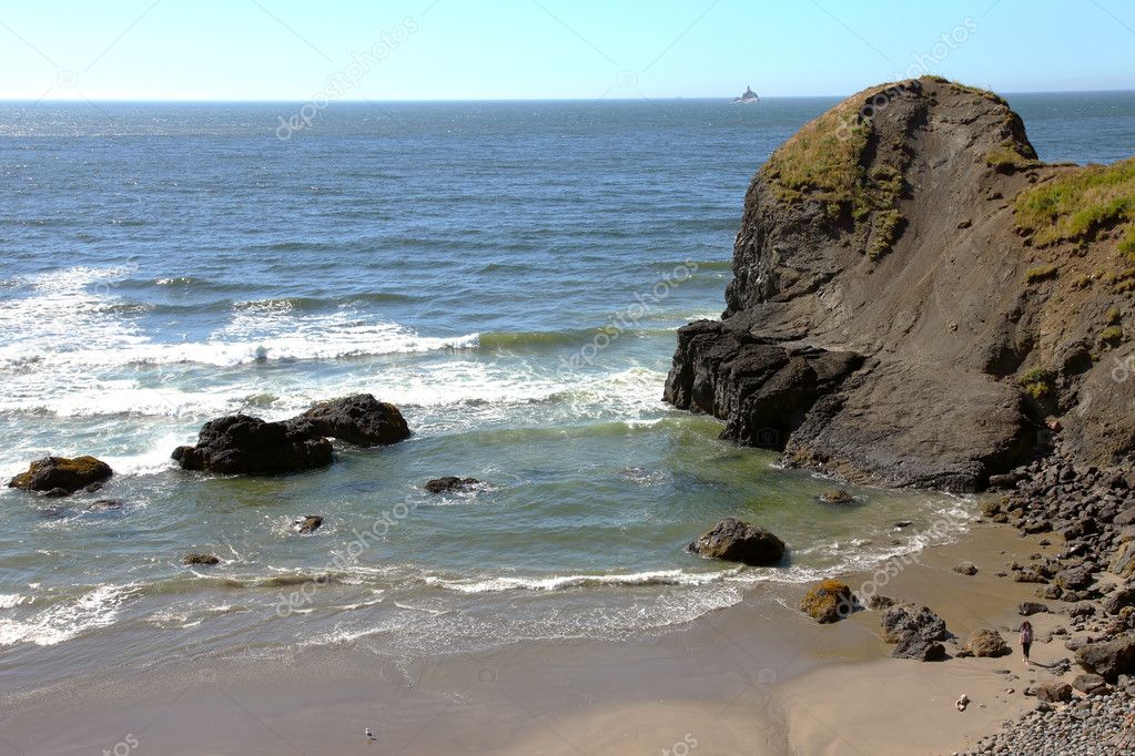Oregon coast pacific northwest cliffs & beaches. — Stock Photo ...