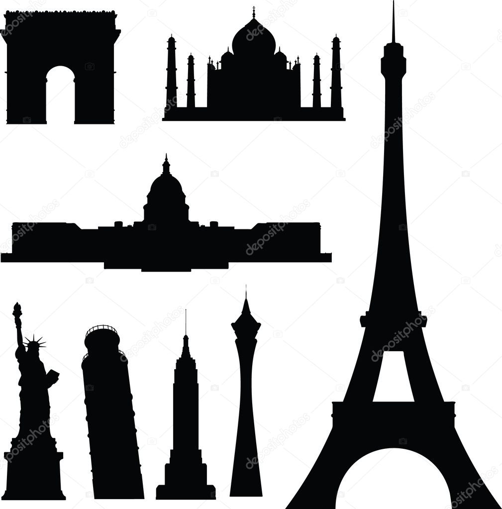 Famous buildings silhouettes ⬇ Stock Photo, Image by © drgaga #6447291
