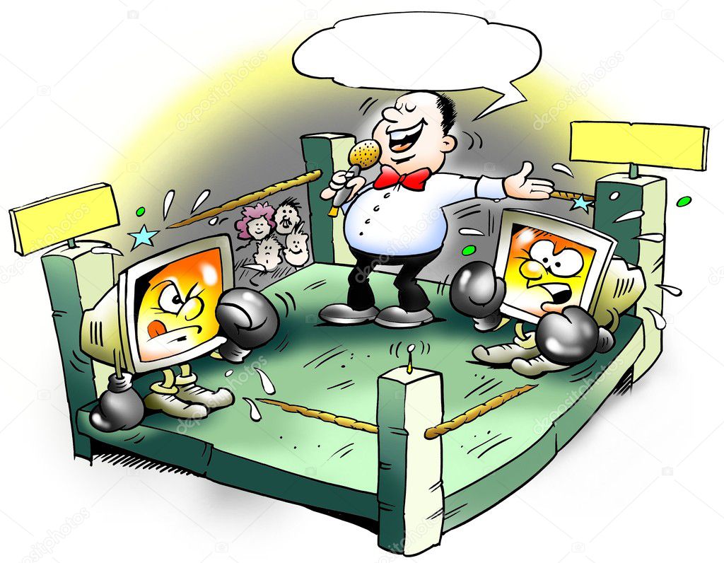 Computer fight in boxing a ring Stock Illustration by ©DrawShop #6279808