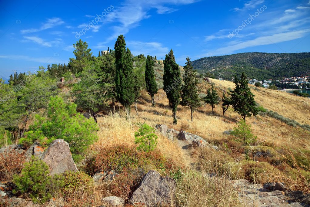 Colorful greek landscape ⬇ Stock Photo, Image by © sborisov #5950189