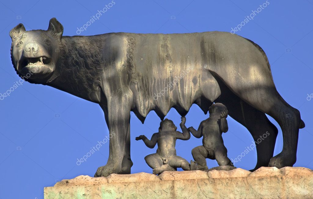 Capitoline Wolf Romulus Remus Statue Forum Rome Italy — Stock Photo ...