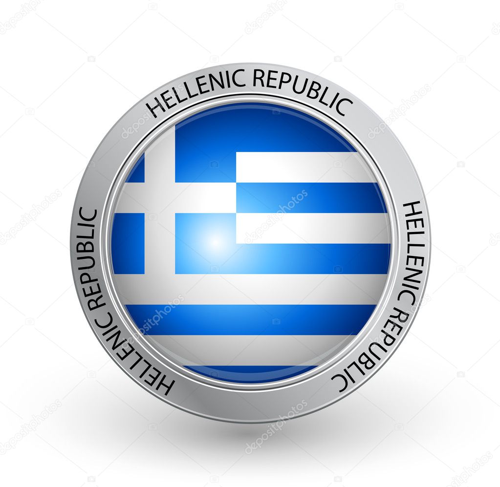 Badge - Flag of Hellenic Republic — Stock Vector © emirmd #6610389
