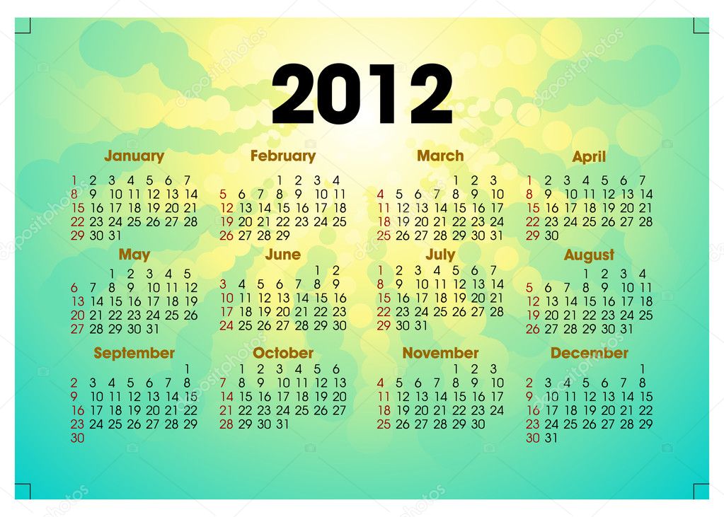 Creative 2012 calender template Stock Vector by ©scorpydesign 6311850