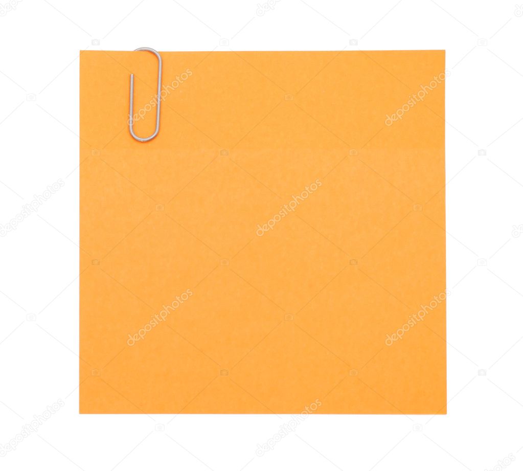 Orange paper note with paper clip — Stock Photo © human_306 #6159913