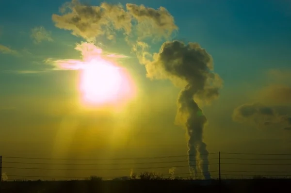 Danger! Air pollution! Sepia tone Stock Photo by ©LehaKoK 19588077
