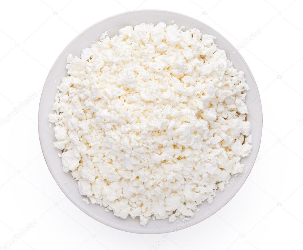 Cottage cheese in plate isolated on white background Stock Photo by ...