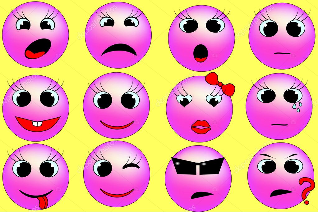 Pink smileys | Pink Smileys — Stock Vector © zoy4a #6619132