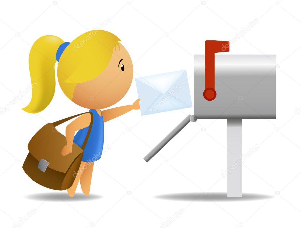 Bonito menina carteiro entregando carta Ilustração de stock por ...