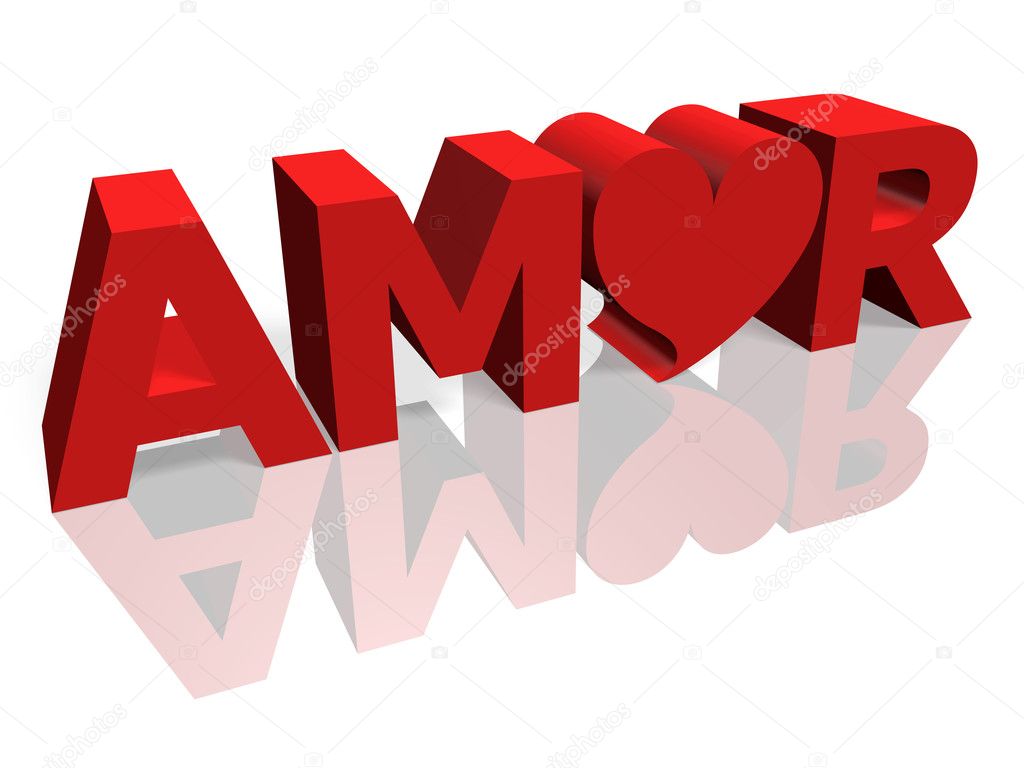 Amor de la palabra en forma de corazón rojo — Foto de stock ...