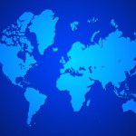 Light blue world map on dark blue background, Elements of this image ...