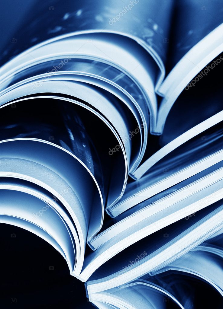 Magazine on blue background Stock Photo by ©belchonock 6675138