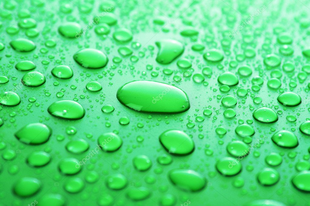 Green water drops background — Stock Photo © belchonock #6710533